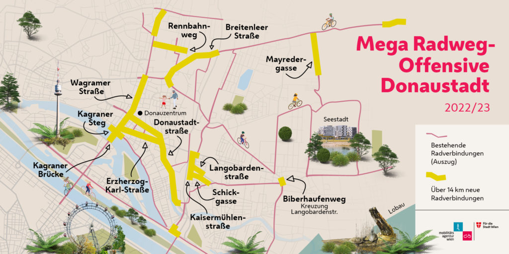 Radwegoffensive Donaustadt: Zahlreiche neue Radverbindungen für den 22 ...